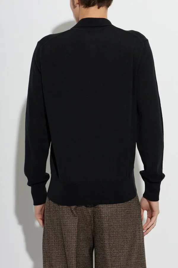 AMI Paris Wool Polo Shirt With Embroidered Logo