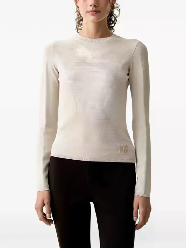 Armani Exchange Logo-patch Ribbed-panel Sweater - Neutrals