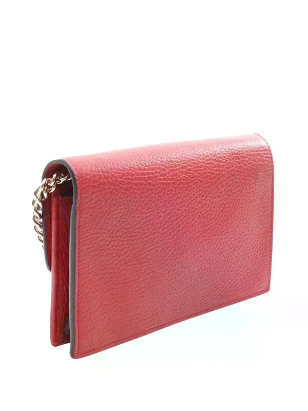 Gucci 2016-2026 Dollar Calfskin Interlocking G Wallet On Chain Crossbody Bag - Red