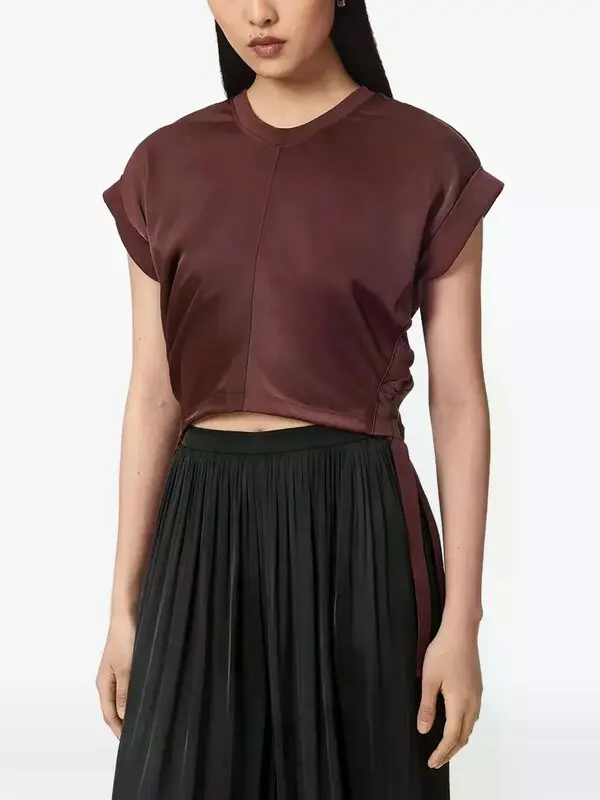 ALLSAINTS Mira Cropped Satin Drawcord T-shirt - Red
