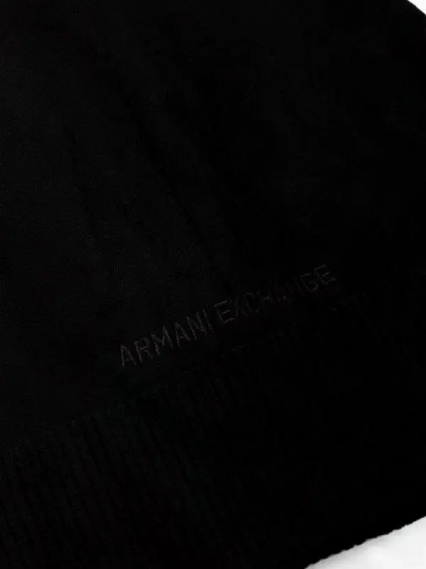 Armani Exchange Logo-embroidered Ribbed-trim Beanie Hat