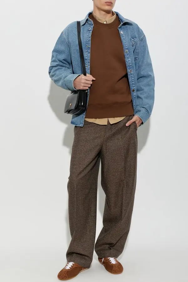 AMI Paris Denim Shirt With Embroidered Logo