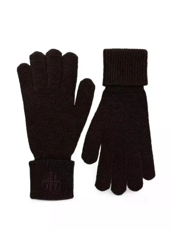Armani Exchange Logo-embroidered Gloves - Brown