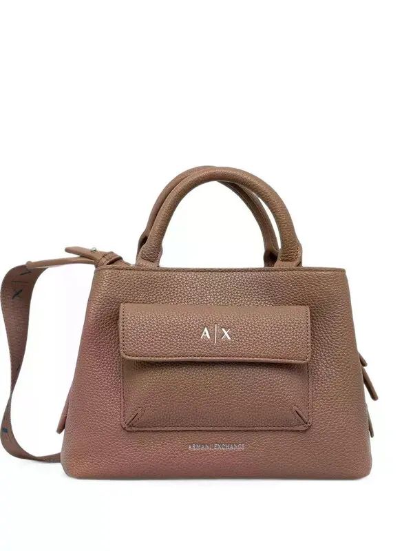 Armani Exchange Logo-plaque Grained-texture Tote Bag