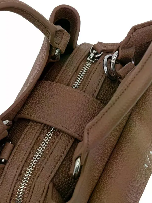 Armani Exchange Logo-plaque Grained-texture Tote Bag - Brown