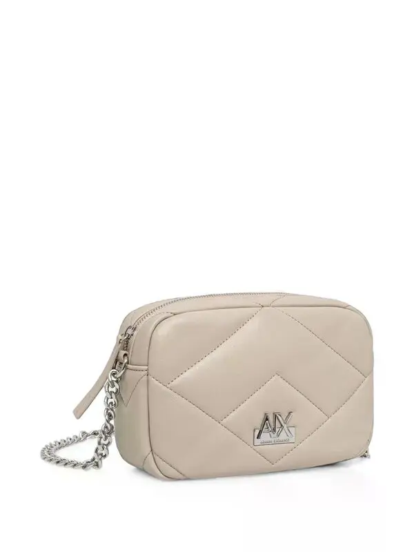 Armani Exchange Quilted Logo-plaque Cross Body Bag - Neutrals