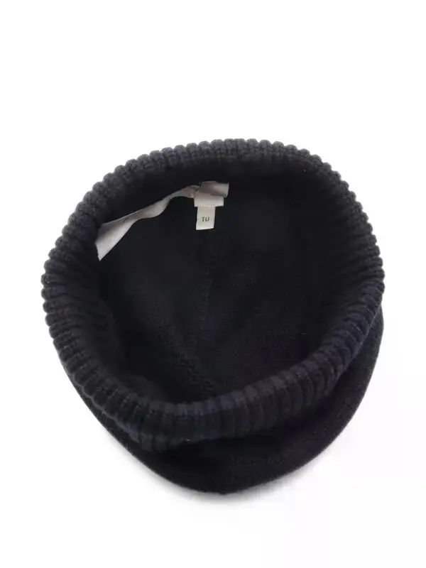 Celine 2010s Triomphe Knit Beanie Hat - Black