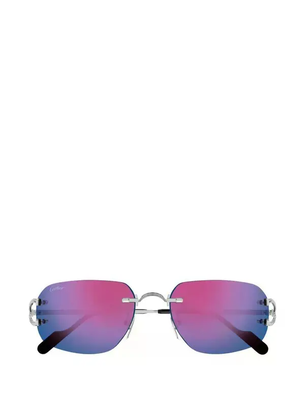 Cartier Rimless Rectangle-frame Sunglasses - Silver