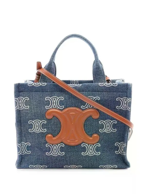 Celine 2000s Triomphe Thais Tote Bag - Blue