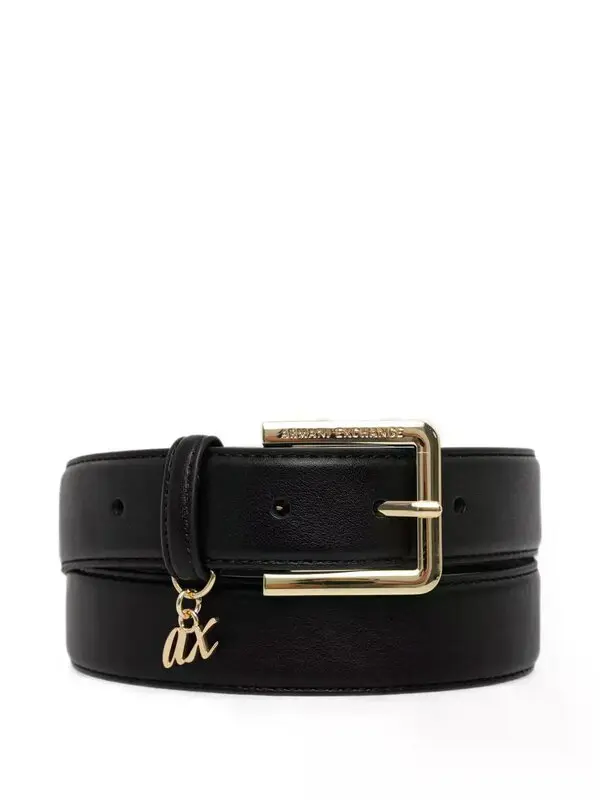 Armani Exchange Logo-charm Buckle Belt - Black