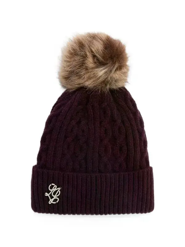 Liu Jo Cable-knit Pompom Beanie Hat - Purple