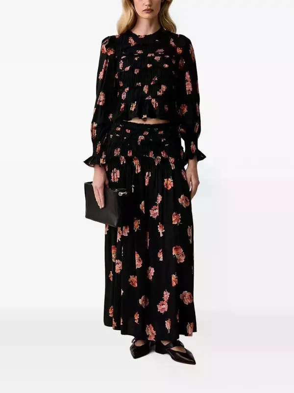 ALLSAINTS Lauren Floral-print Ruffled Midi Skirt