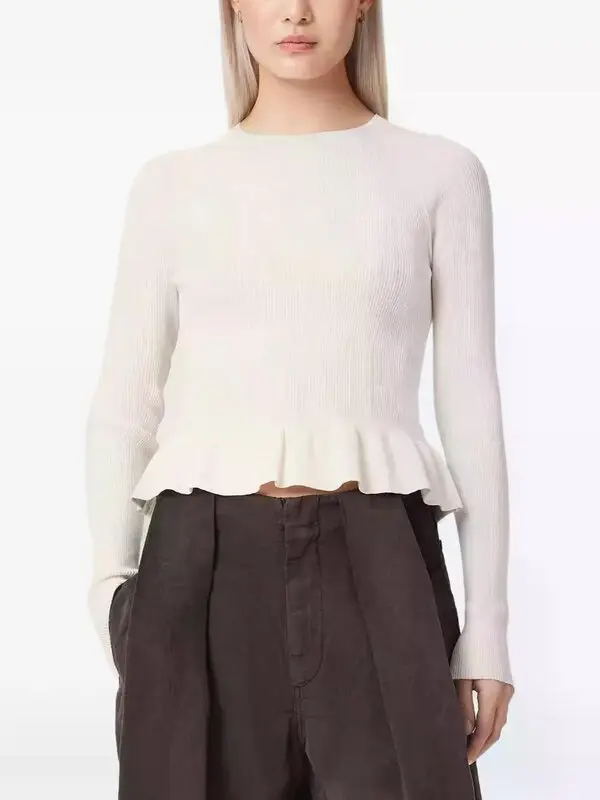 ALLSAINTS Ruffled Ribbed-knit Sweater - White