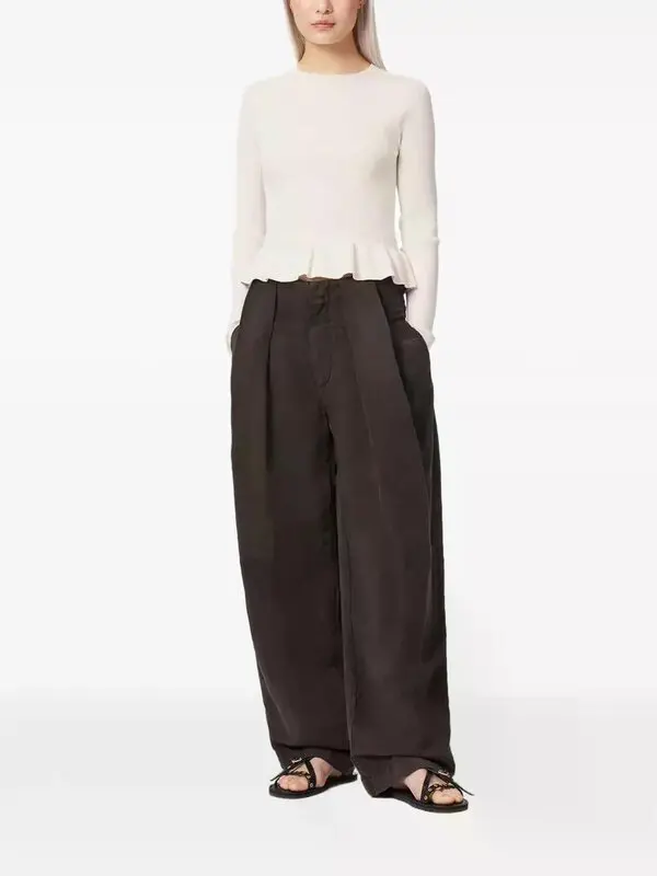 ALLSAINTS Ruffled Ribbed-knit Sweater - White