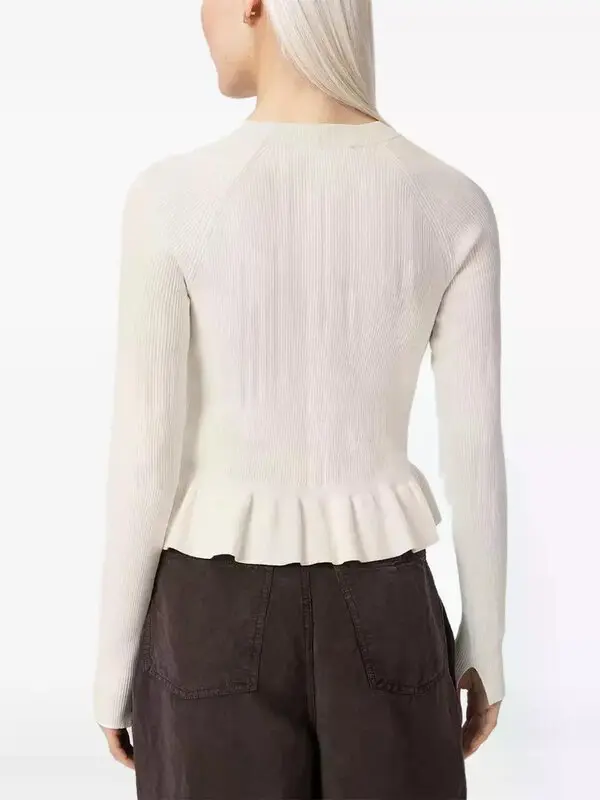 ALLSAINTS Ruffled Ribbed-knit Sweater - White