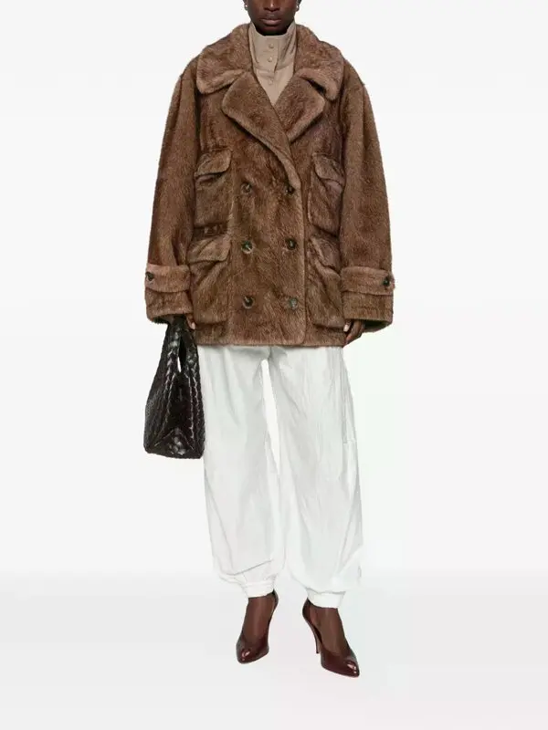SWORD 6644 Double-breasted Faux-fur Coat