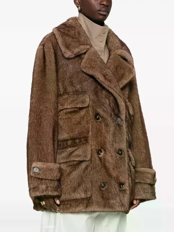 SWORD 6644 Double-breasted Faux-fur Coat