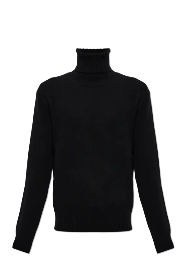 AMI Paris Cashmere Turtleneck Sweater With Embroidered Logo