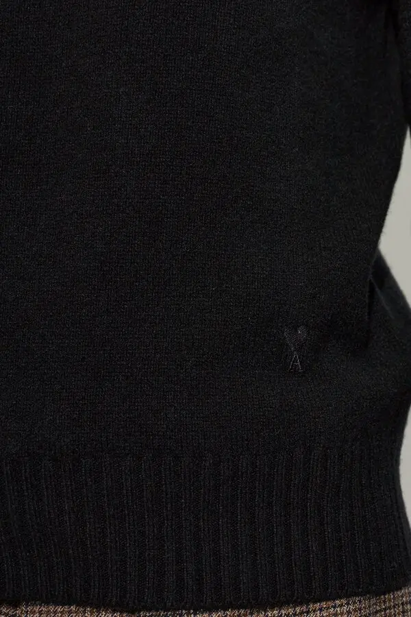 AMI Paris Cashmere Turtleneck Sweater With Embroidered Logo