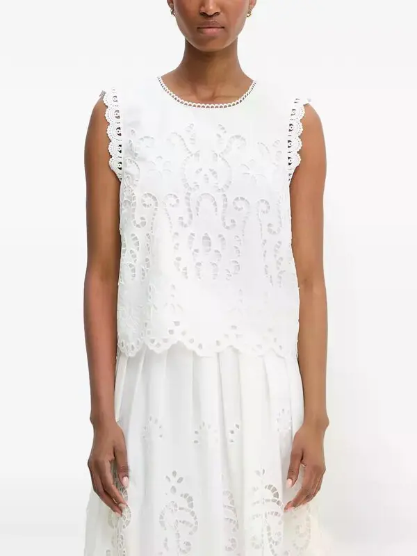 MORGAN Broderie-anglaise Scallop-edge Blouse