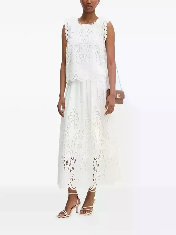 MORGAN Broderie-anglaise Scallop-edge Blouse