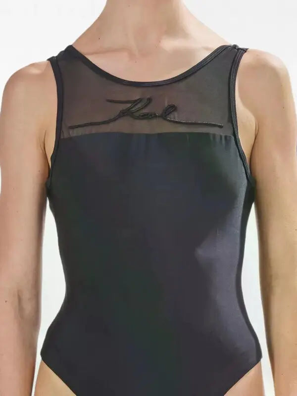 Karl Lagerfeld Karl Signature Mesh-panel Swimsuit