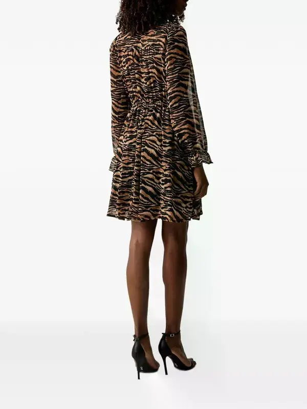 MORGAN Tiger-print Pussy-bow Mini Dress