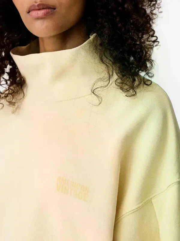 American Vintage Jitbay Logo-print High-neck Sweatshirt - Yellow