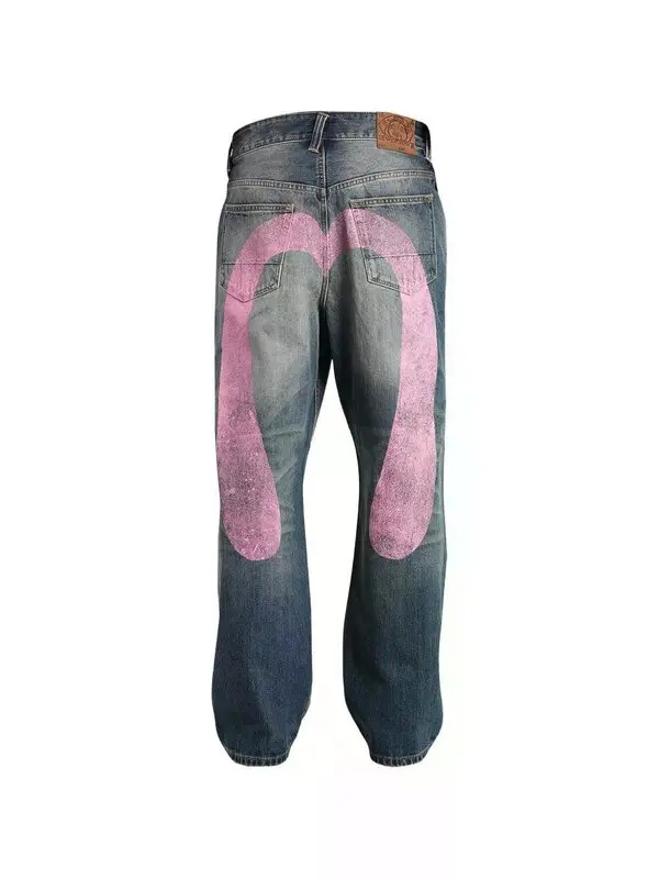 EVISU Pink Daicock Distressed Jeans