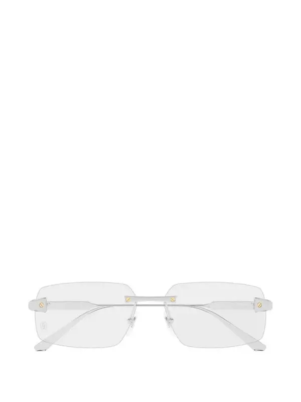 Cartier Santos De Rectangle-frame Glasses - Silver