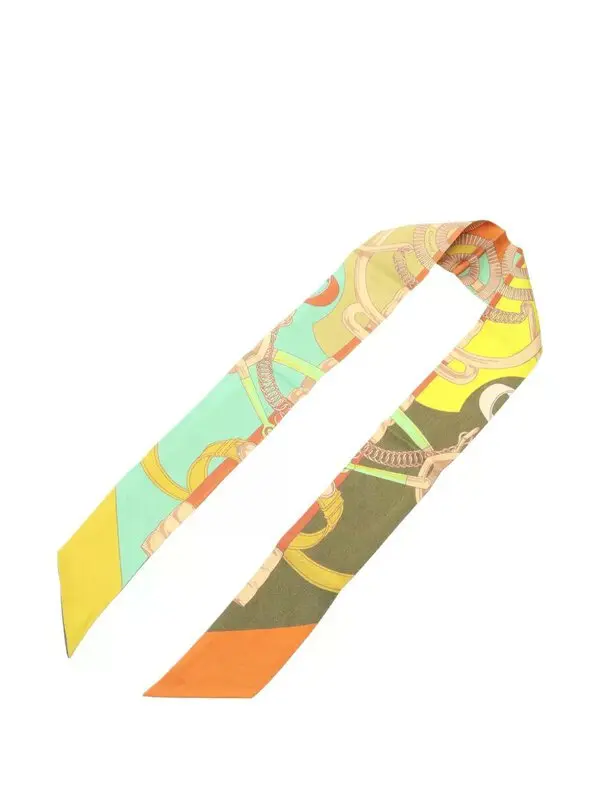 Hermès 2010s Eperon D'or Ribbon Scarf - Yellow