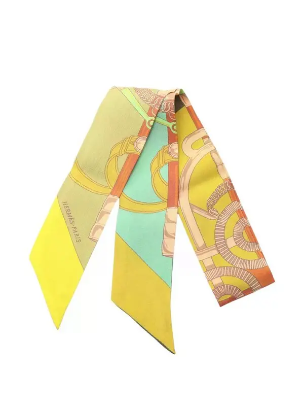 Hermès 2010s Eperon D'or Ribbon Scarf - Yellow