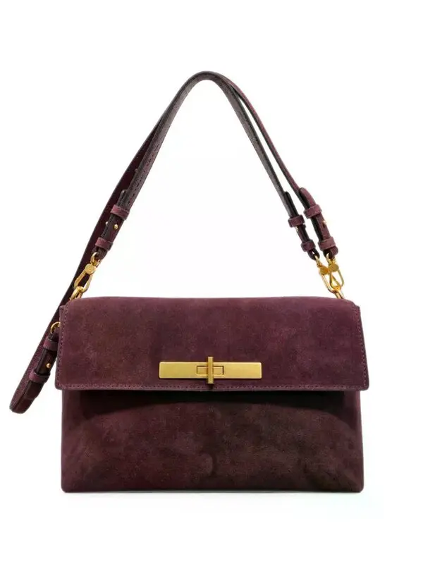 POCHE PARIS Torba Suede Twist-lock Shoulder Bag - Red