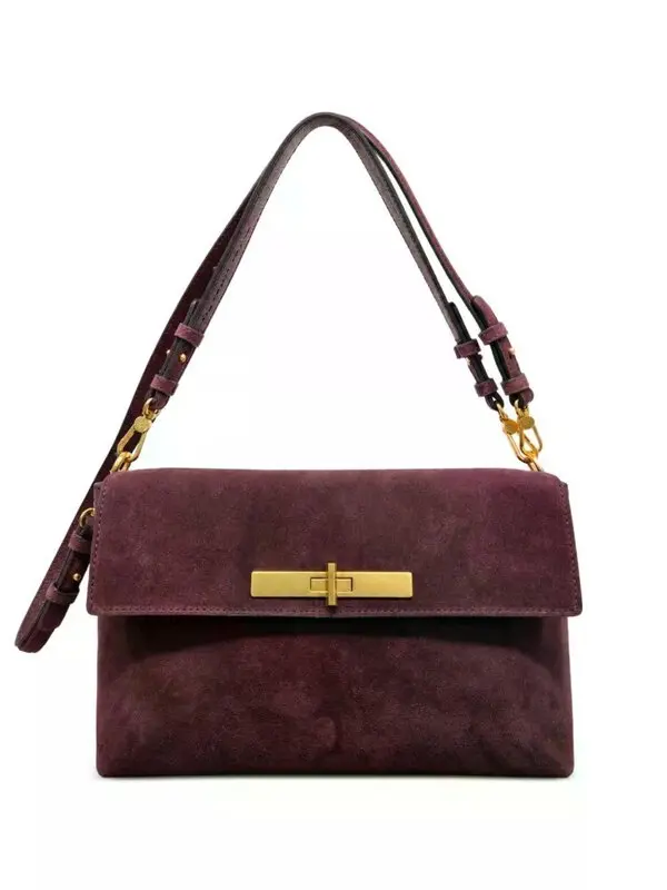 POCHE PARIS Torba Suede Twist-lock Shoulder Bag - Red