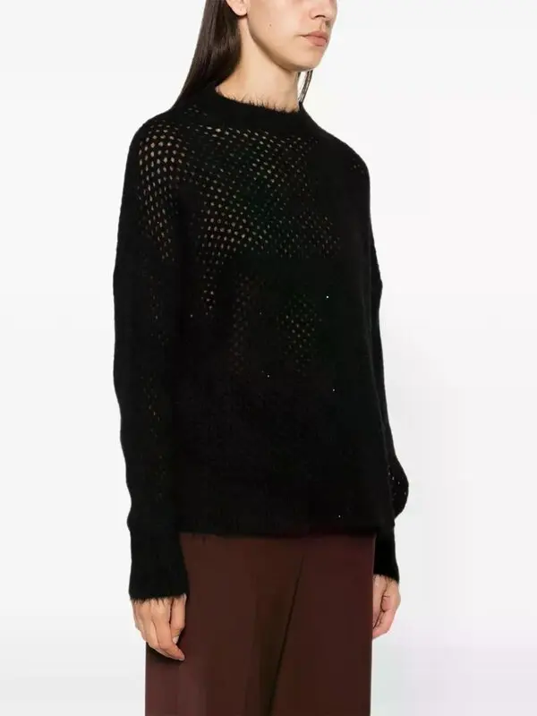 Antonelli Firenze Brembana Open-knit Crew-neck Sweater - Black