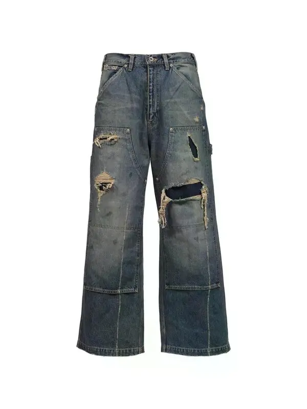 DAIRIKU Distressed Double-knee Jeans