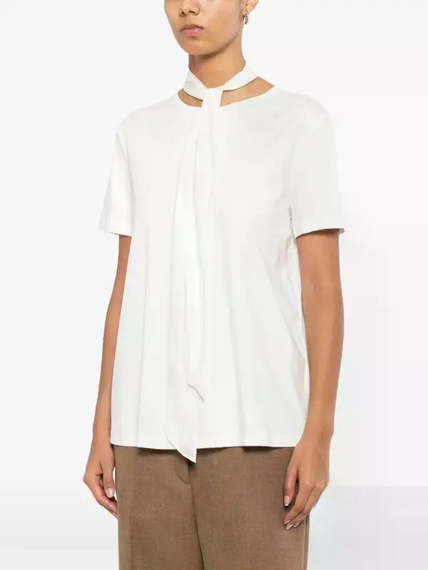 YEAREAST Tie-neck Short-sleeve T-shirt