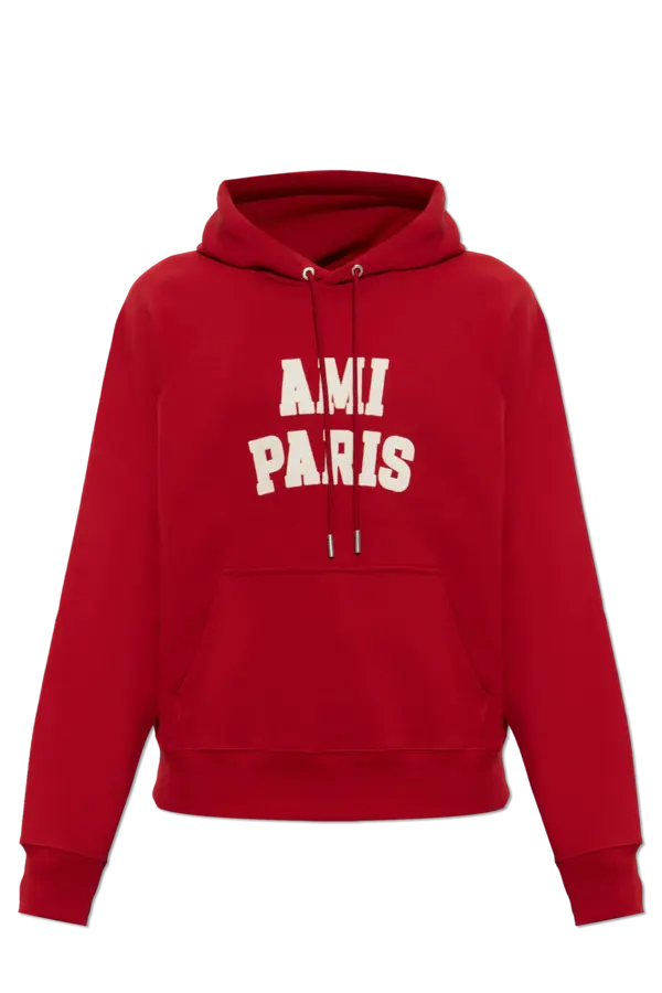 AMI Paris Cotton Sweatshirt With Appliquéd Logo
