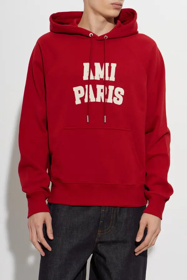 AMI Paris Cotton Sweatshirt With Appliquéd Logo