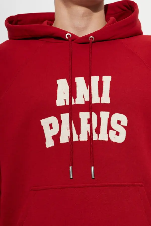 AMI Paris Cotton Sweatshirt With Appliquéd Logo