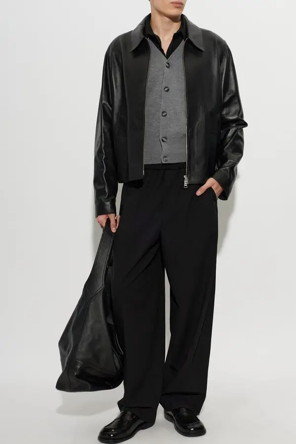 AMI Paris Leather Straight-cut Jacket