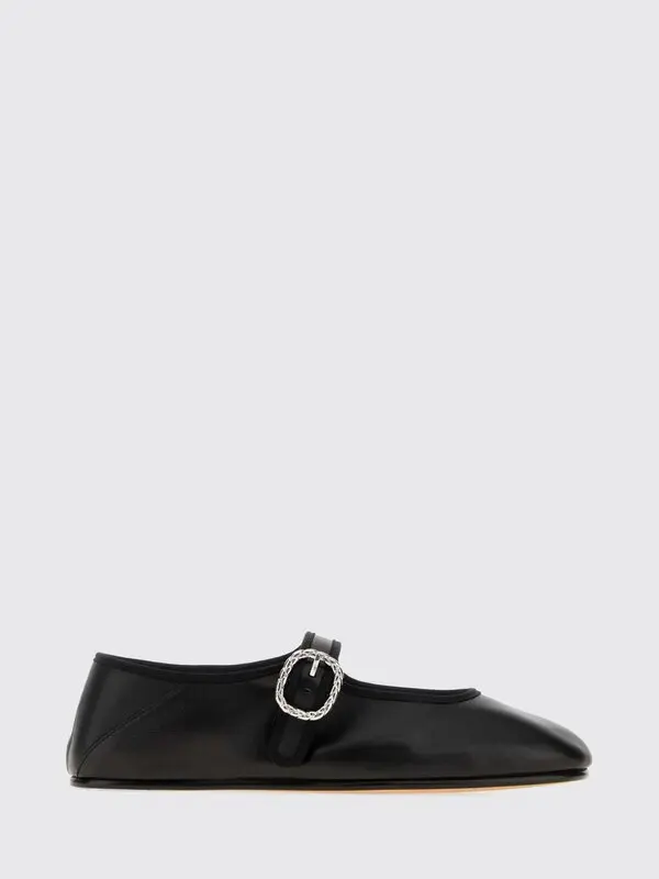 Bottega Veneta Mary Jane Smooth Leather Ballet Flats With Adjustable Strap - Black