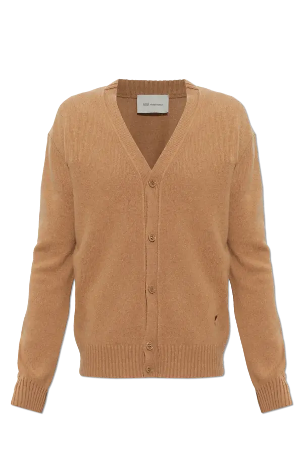 AMI Paris Cashmere Cardigan With Embroidered Logo