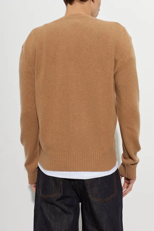 AMI Paris Cashmere Cardigan With Embroidered Logo
