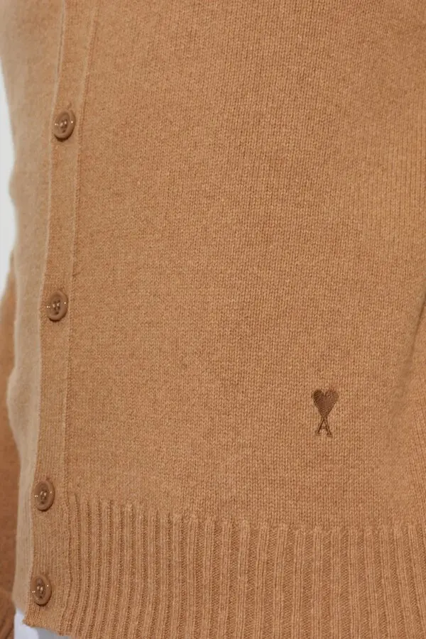 AMI Paris Cashmere Cardigan With Embroidered Logo