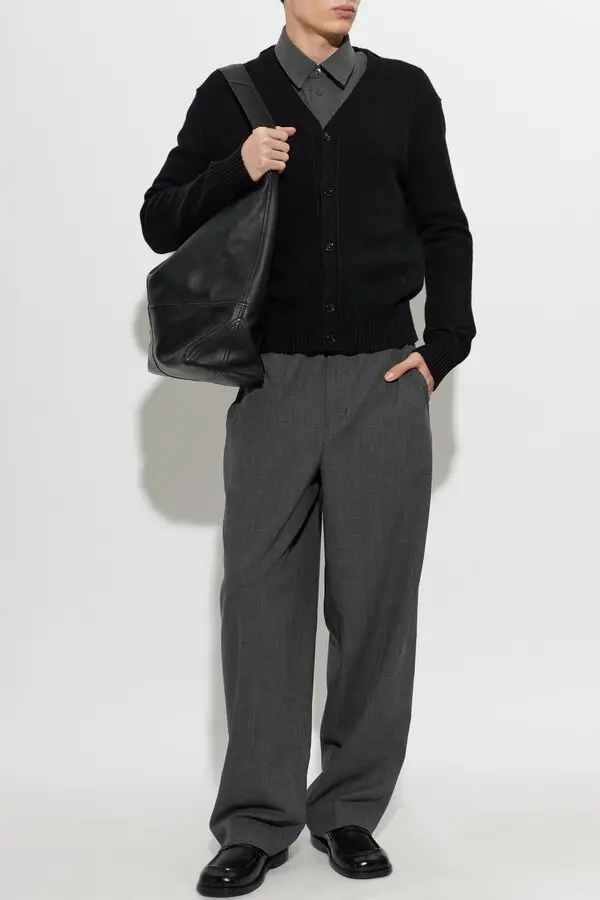 AMI Paris Cashmere Cardigan With Embroidered Logo
