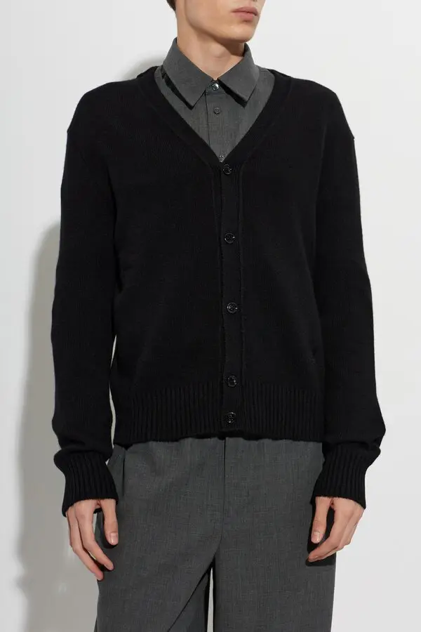 AMI Paris Cashmere Cardigan With Embroidered Logo