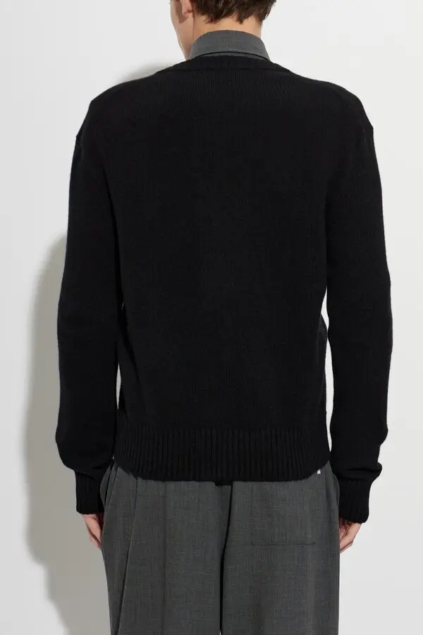 AMI Paris Cashmere Cardigan With Embroidered Logo