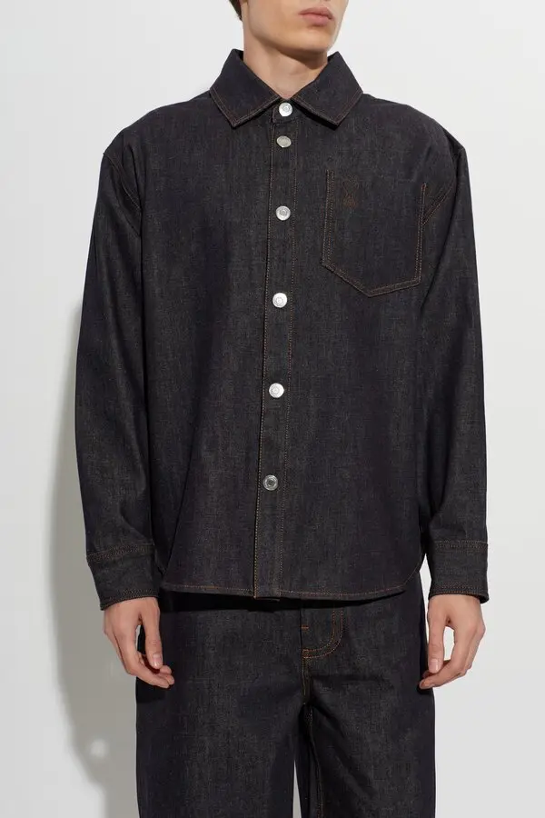 AMI Paris Denim Shirt With Logo
