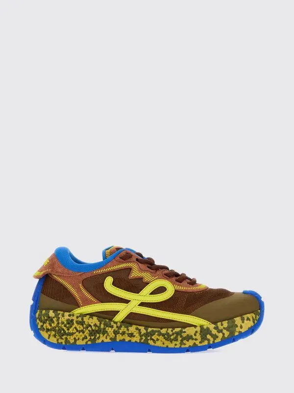 Loewe Pogo Low-top Sneakers In Leather And Technical Fabric With Contrast Logo - Brown